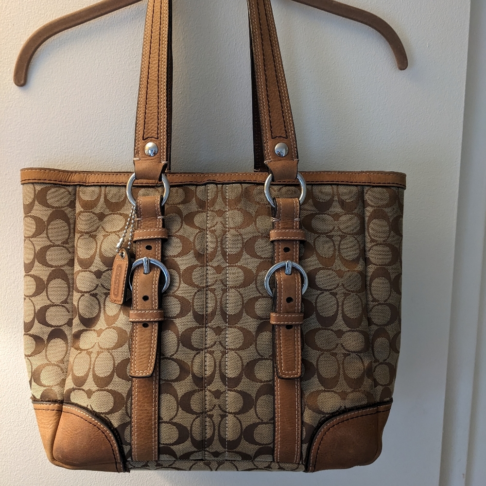 Coach Authentic Vintage Canvas And Leather Large Tote - Gem